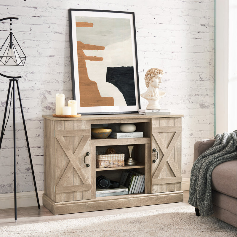 Gracie Oaks Farmhouse Classic Media TV Stand With Open And Closed Storage Space For Tvs Up To 50 Inches Wayfair